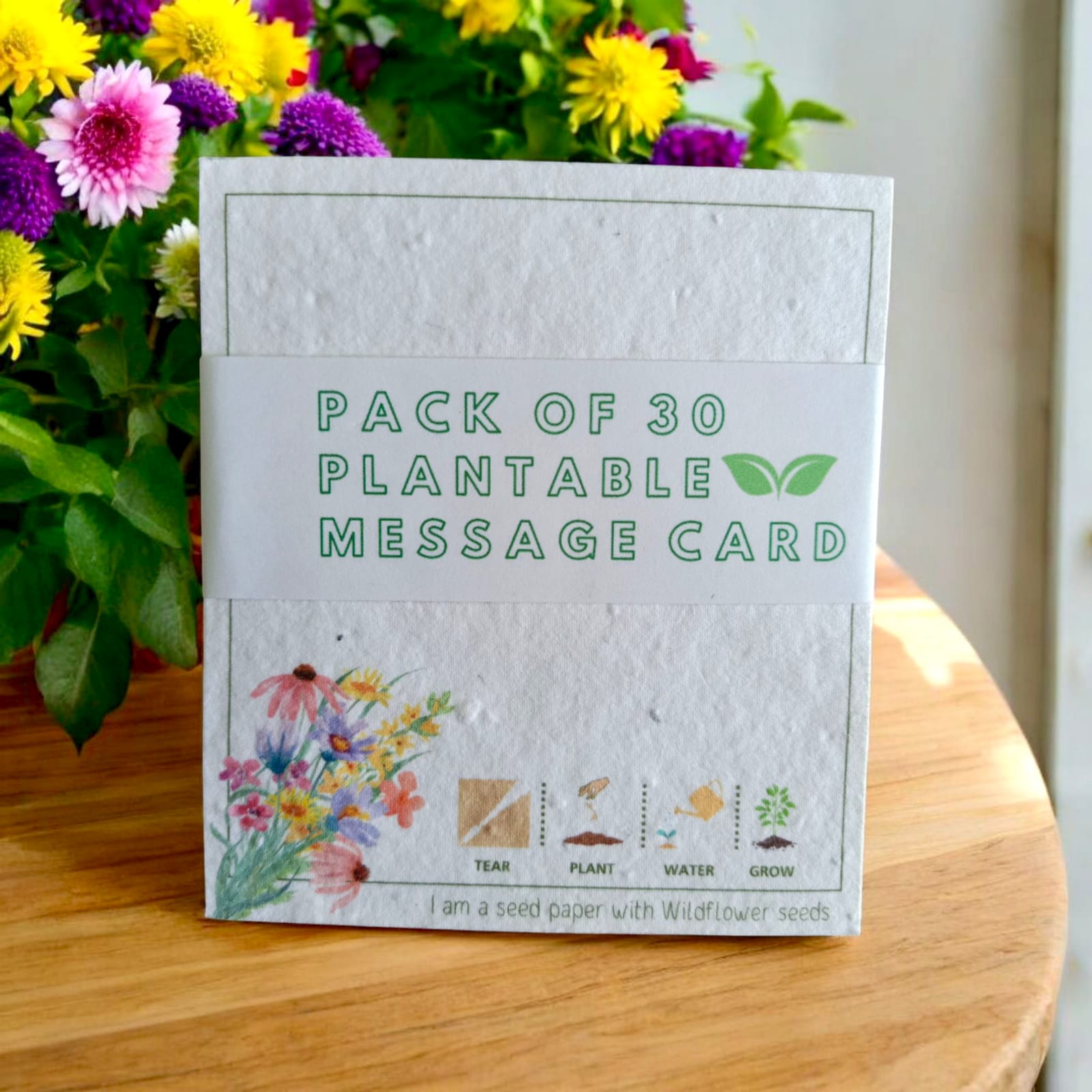 Plantable Seed Paper Greeting Cards – Pack of 30 (Basil, Wildflower, D ...